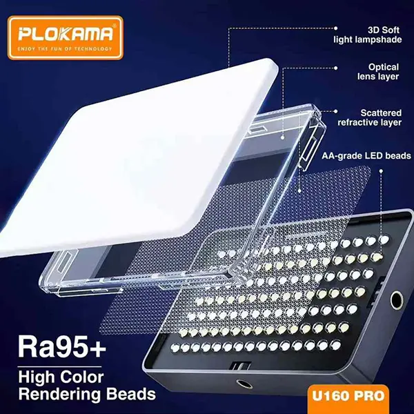 Plokama U160 Pro Rechargeable RGB LED Light - ido.lk