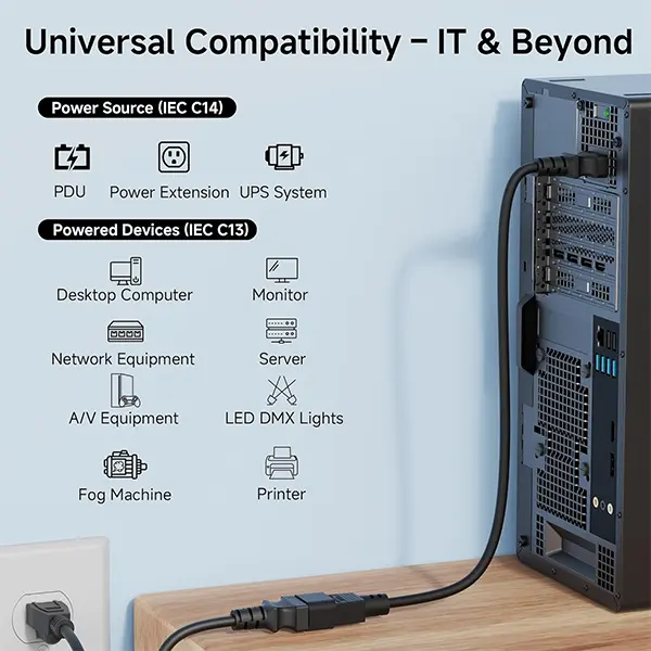 Computer Power Cable Male to Female IEC C14 to IEC C13 PDU - ido.lk